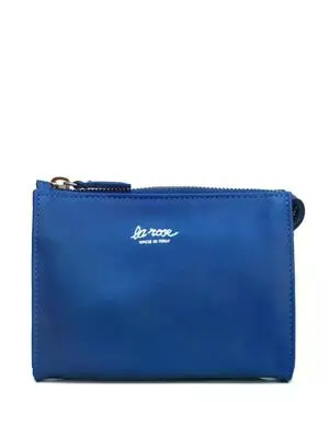 LA ROSE Logo-print Leather Makeup Bag - Blue