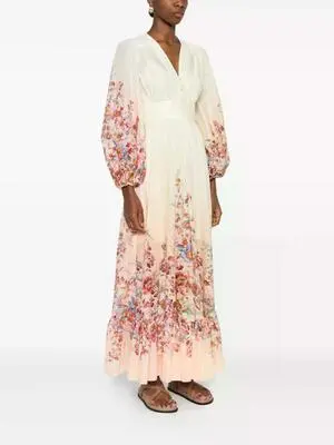 Zimmermann Awaken" Floral Print Plunge Maxi Dress