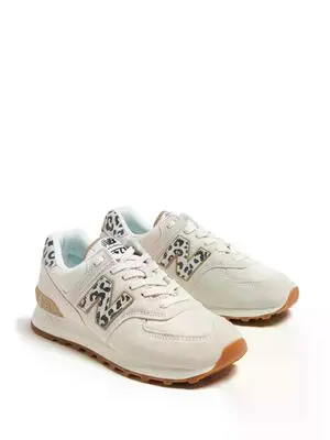 NEW BALANCE 574 Lace-up Sneakers With Leopard Print Accents - Neutrals
