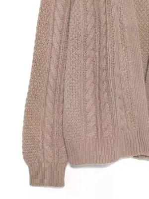 LISKA Cable Knit Cardigan With Balloon Sleeves