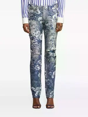 Ralph Lauren Distressed Floral-jacquard Jeans