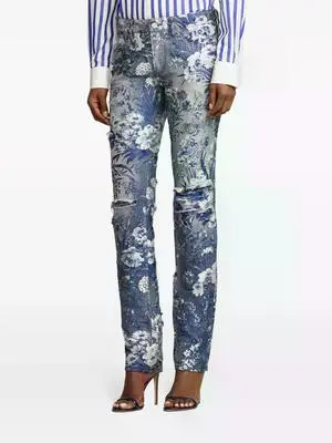 Ralph Lauren Distressed Floral-jacquard Jeans