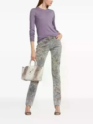 Ralph Lauren Floral Print Leather Jeans