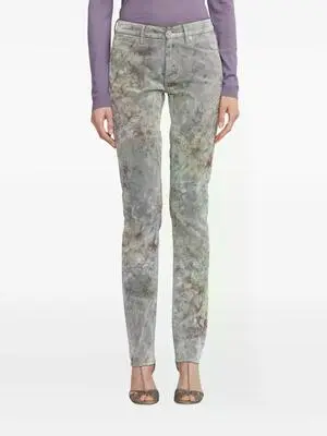 Ralph Lauren Floral Print Leather Jeans
