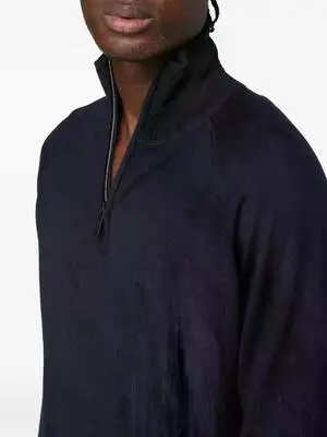 PAOLO PECORA Zip Funnel Neck Knitwear - Blue