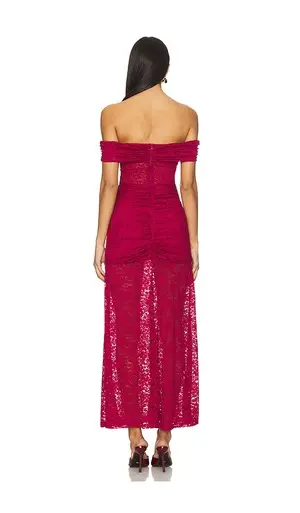 RUNAWAY THE LABEL Vaneya Lace Maxi Dress - Red