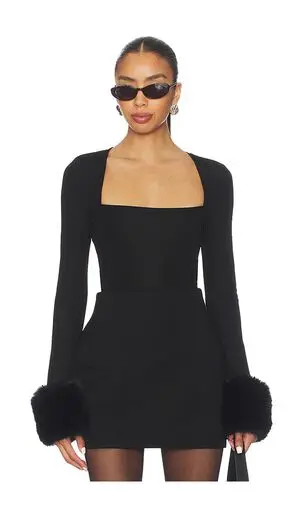 Majorelle Daphine Top With Faux Fur Trim