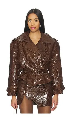 MOTHER OF ALL Brooklyn Trench Leather Coat - Brown