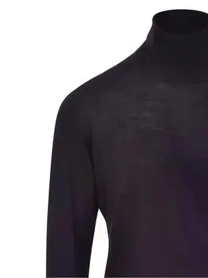 Fedeli Dark Fine Knit Roll Neck Sweater