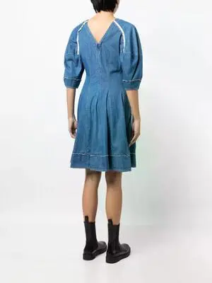 3.1 Phillip Lim Contrast Stitching V-neck Denim Dress