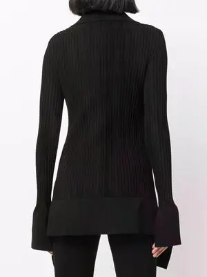 ANDREĀDAMO Ribbed Knit Cut-out Cardigan