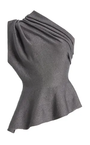 Khaite Metallic Knit One-shoulder Gathered Top