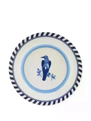 POLSPOTTEN Striped Porcelain Dinner Plates - Blue