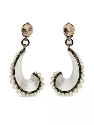 Etro Paisley Pearl Embellished Clip-on Earrings - White