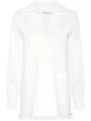 Max Mara Gabardine-weave V-neck Shirt