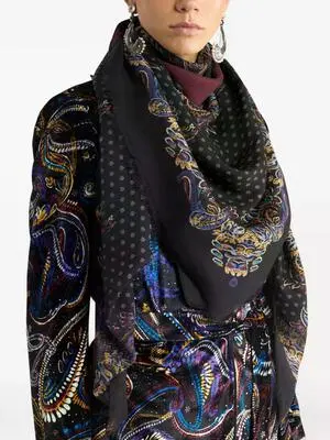 Etro Floral Paisley Cashmere Shawl - Black