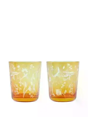 POLSPOTTEN Etched Floral Tumbler - Yellow