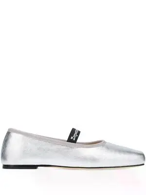 Repetto Repetto Lisbeth Square-Toe Strap Ballet Flats Silver