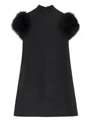 Valentino Garavani Crepe Couture Feather Mini Dress - Black