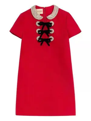 Valentino Garavani Embroidered Crepe Couture Mini Dress