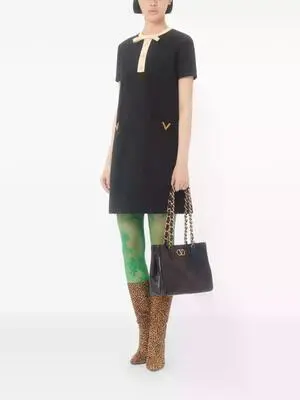 Valentino Garavani Short Sleeve Mini Dress With Bow Detail