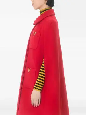 Valentino Garavani Double Cape With Gold-tone V Detail - Red