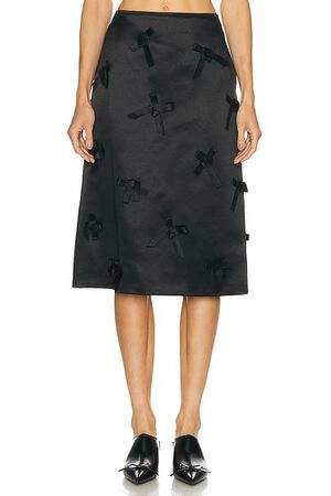 JIL SANDER Bow Embellished Midi Skirt - Black