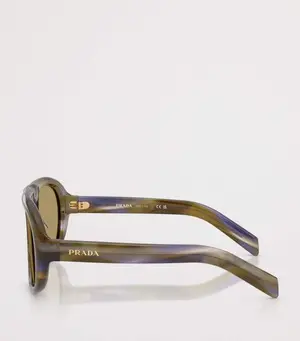 Prada Acetate Oversized Aviator Sunglasses - Brown