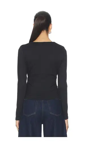 Susana Monaco Gathered V Long Sleeve Top