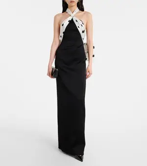 David Koma Polka-dot Halterneck Gown