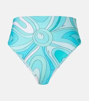 Emilio Pucci Marmo High-rise Bikini Bottoms - Blue