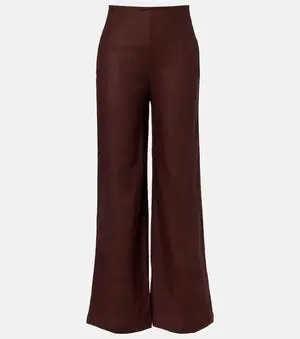 Faithfull The Brand Syna Linen Wide-leg Trousers - Brown