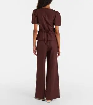 Faithfull The Brand Syna Linen Wide-leg Trousers - Brown