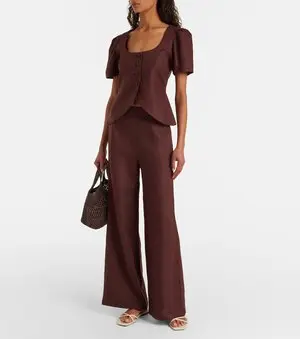 Faithfull The Brand Emma Linen Top - Brown