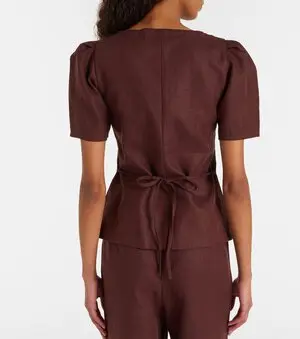 Faithfull The Brand Emma Linen Top - Brown