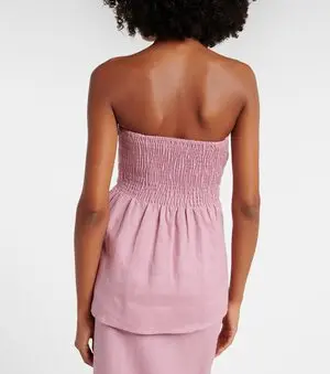 Faithfull The Brand Caen Strapless Linen Top - Pink