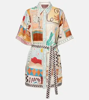 ALEMAIS Printed Linen Shirt Dress - Multicoloured