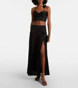 Poupette St Barth Floral Appliqué Crop Top