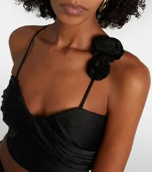 Poupette St Barth Floral Appliqué Crop Top