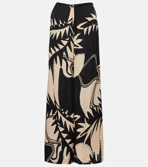 Poupette St Barth Oasis Printed Wide-leg Trousers - Black