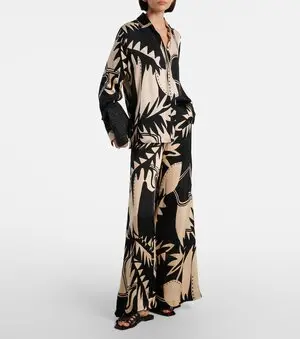 Poupette St Barth Oasis Printed Wide-leg Trousers - Black