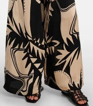 Poupette St Barth Oasis Printed Wide-leg Trousers - Black