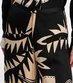 Poupette St Barth Oasis Printed Wide-leg Trousers - Black