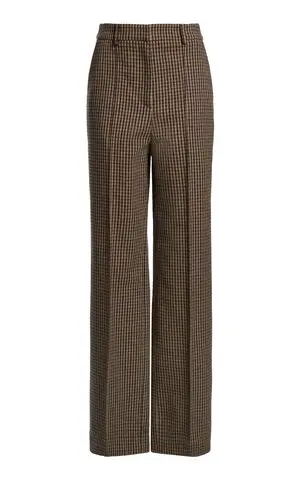 Françoise Julia Wool Trousers Checked Wide Leg - Plaid