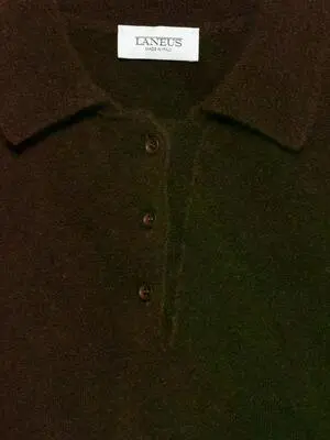 LANEUS Buttoned Polo Top - Brown