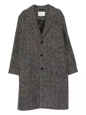 AMARANTO Herringbone Button Coat - Black