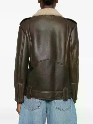 SALVATORE SANTORO Leather Zip-up Jacket With Shearling Collar
