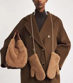 Max Mara Camel Silk Blend Mittens