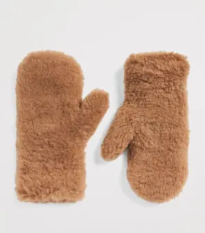 Max Mara Camel Silk Blend Mittens