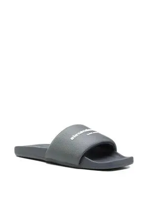 Alexander Wang Logo Strap Slides - Grey
